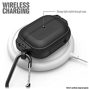 Catalyst 330ft Waterproof Total Protection Case for AirPods (1st & 2nd Generation), Secure Locking System, Full-Body Protective Rugged case for AirPods Pro, Shockproof, Carabiner- Stealth Black