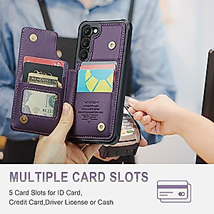 Vinich Samsung Galaxy S23 Plus Case with Card Holder, Samsung S23 Plus Wallet Case for Women Men with RFID Blocking, Durable Leather Kickstand Shockproof Case for Galaxy S23 Plus 5G, Purple
