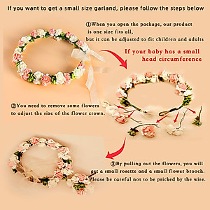 JOY'S DAY New Year gift Wedding Flower Crown Girls' Accessories Floral Adjustable Wreath Headband Floral Garland Headbands photo props (Baby Pink)