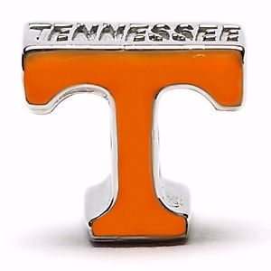 University of Tennessee Charm for Charm Bracelets - Tennessee Orange Power T Bead - Hypoallergenic Stainless Steel Charms - Tennessee Vols Gifts for Her