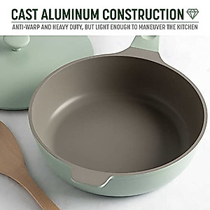 Goodful All-in-One Pan, Multilayer Nonstick, High-Performance Cast Construction, Multipurpose Design Replaces Multiple Pots and Pans, Dishwasher Safe Cookware, 11-Inch, 4.4-Quart Capacity, Sage Green