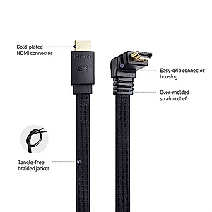 Cable Matters 90-Degree Flat 48Gbps Ultra HD 8K HDMI Cable 10 ft with 8K @60Hz, 4K @120Hz and HDR Support for PS5, Xbox Series X/S, RTX3080 / 3090, RX 6800/6900, Apple TV, and More - 10 Feet