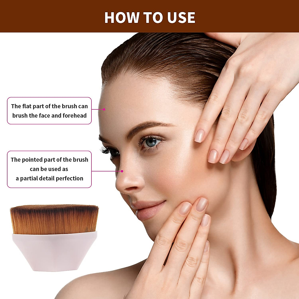 BEAHOT 4 Pack Foundation Makeup Brush - Flat Top Travel Kabuki Brush Momma Brush for Blending Liquid, Cream or Flawless Powder Cosmetics with Protective Case, Easy to Carry Make up Brush