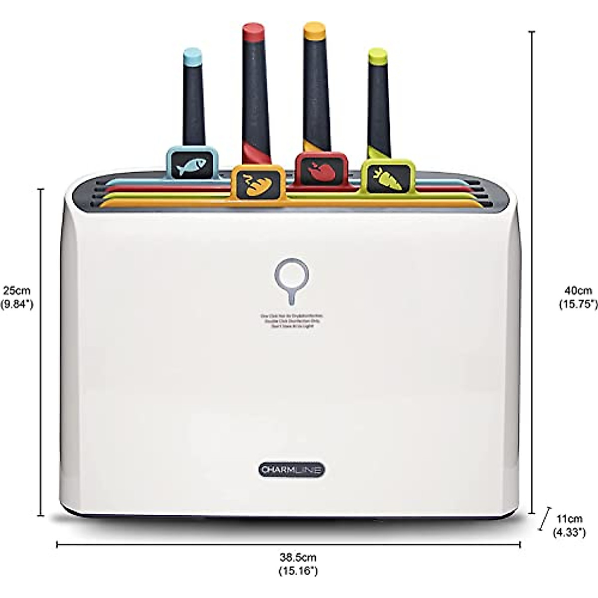 Charmline Smart Cutting Board And Knife Set With Holder, 4 Color Coded Chopping Boards, 4 Knives, Drying Holder Organizer For Kitchen, Smart Home Gadgets