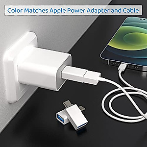 USB C to USB Adapter Pack-2,USB-C Male to USB 3.0 Female Adapter for MacBook Pro 2021/2020 iMac iPad Pro/Mini 6 Pixel 6 5 4 XL USB C Wall Plug Charger and Any Type C or Thunderbolt 4/3 Devices,White