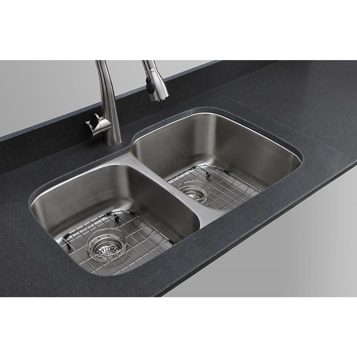 Wells CMU3221-79-16-1 Craftsmen Series Kitchen Sink Package, 32" 40/60, Brushed Matte Finish