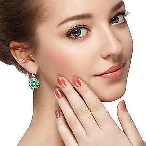 Shamrock Earrings St Patrick’s Day Earrings Four Leaf Clover Earrings for Women Sterling Silver Lucky Dangle Drop Green Clover Irish Celtic Gifts