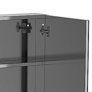 kleankin Bathroom Mirrored Cabinet, 24"x26" Stainless Steel Frame Medicine Cabinet, Wall-Mounted Storage Organizer with Double Doors, Silver