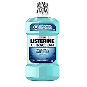 Listerine Ultraclean Oral Care Antiseptic Mouthwash, Everfresh Technology to Help Fight Bad Breath, Gingivitis, Plaque & Tartar, ADA-Accepted Tartar Control Oral Rinse, Arctic Mint, 1 L