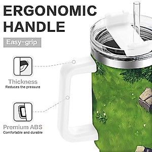 FOCIUZTA 40oz Grassland and Stone Pattern Tumbler with Lid, Travel Coffee Cup, Ideal for Easter, Gaming Enthusiast, Mother Day, and Birthday Gifts