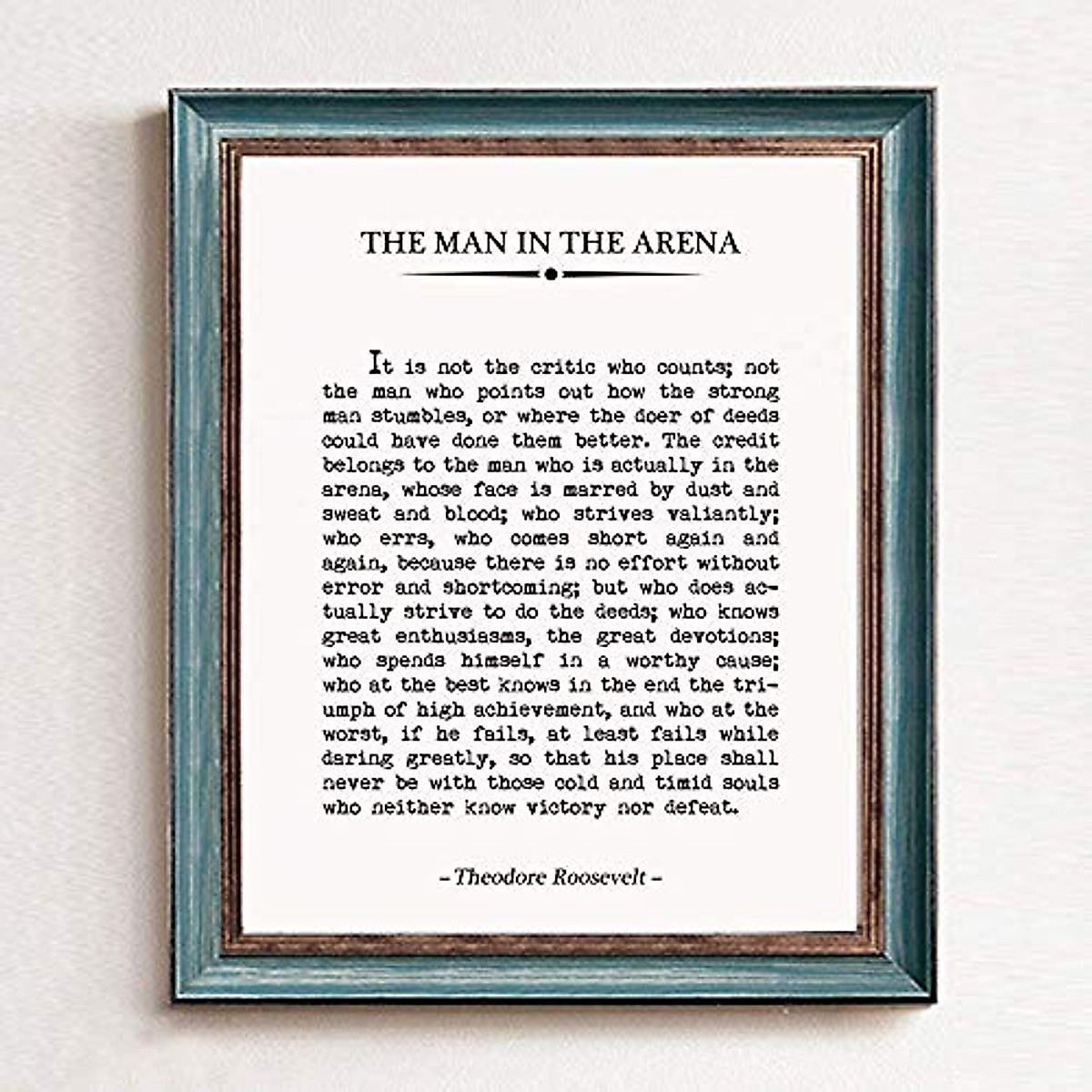 The Man in the Arena, Inspirational Quote Print, Book Page Sign, Graduation Gift, Home Decor, Office Wall Decor, Great Quote, 8 x 10 Inches Unframed