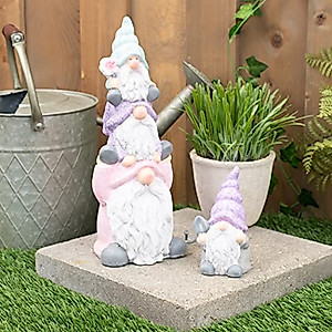 Napco Mini Spring Gnome with Shovel 5.25 Inch Tall Blue Speckled Ceramic Garden Figurine