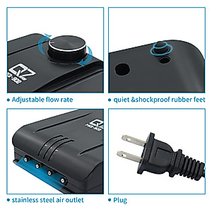 LAWNFUL Aquarium Air Pump with 4 Outlets (1.6L/min, Up to 400 Gallon), Quiet Fish Tank Air Pump with Adjustable Air Valve for Aquarium, Hydroponics, Fish Tank, Pond