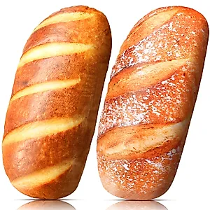 Yookeer 2 Pieces Jumbo 3D Simulation Bread Shape Pillow 16 Inch Butter Soft Lumbar Back Cushion Giant Bread Pillow Loaf Cute Food Plush Pillow Stuffed Food Pillows for Home Decor Office Decoration