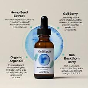 Mad Hippie Antioxidant Facial Oil - Face Oil for Women/Men with Organic Argan Oil, Non-Comedogenic Moisturizer for Face with Natural Sources of Vitamin C & Vitamin E Oil for Skin Care, 1.02 Oz