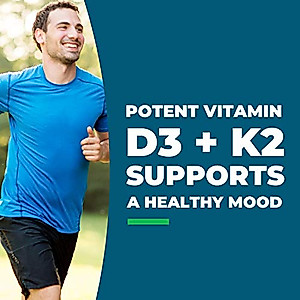 Vitamin D3 + K2 | 5000 IU of D3 (as cholecalciferol) for Optimal Calcium Absorption | 100 mcg of K2 (as menaquinone-7) for Circulatory Health | Supports Bone & Immune Health | 60 Vegetarian Capsules