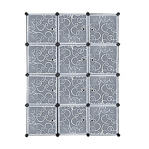 DESIGNSCAPE3D DIY 12 Cube Storage Organizer, Plastic Storage Cabinet with Doors, Ideal for Bedroom Living Room Office