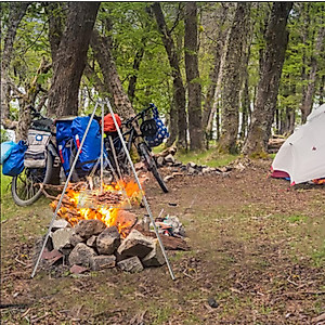 REDCAMP Campfire Tripod, Folding Camping Grill with Grill Grate, Tripod Cooker for Cooking,Ourdoor BBQ