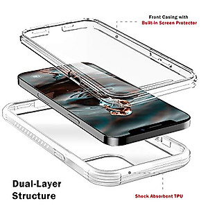 Omio for iPhone 12 Pro Max Case with Built-in Screen Protector 360 Full Body Protective Phone Case for iPhone 12 Pro Max, Heavy Shockproof Anti-Scratch Rugged Case for iPhone 12 Pro Max - Clear.