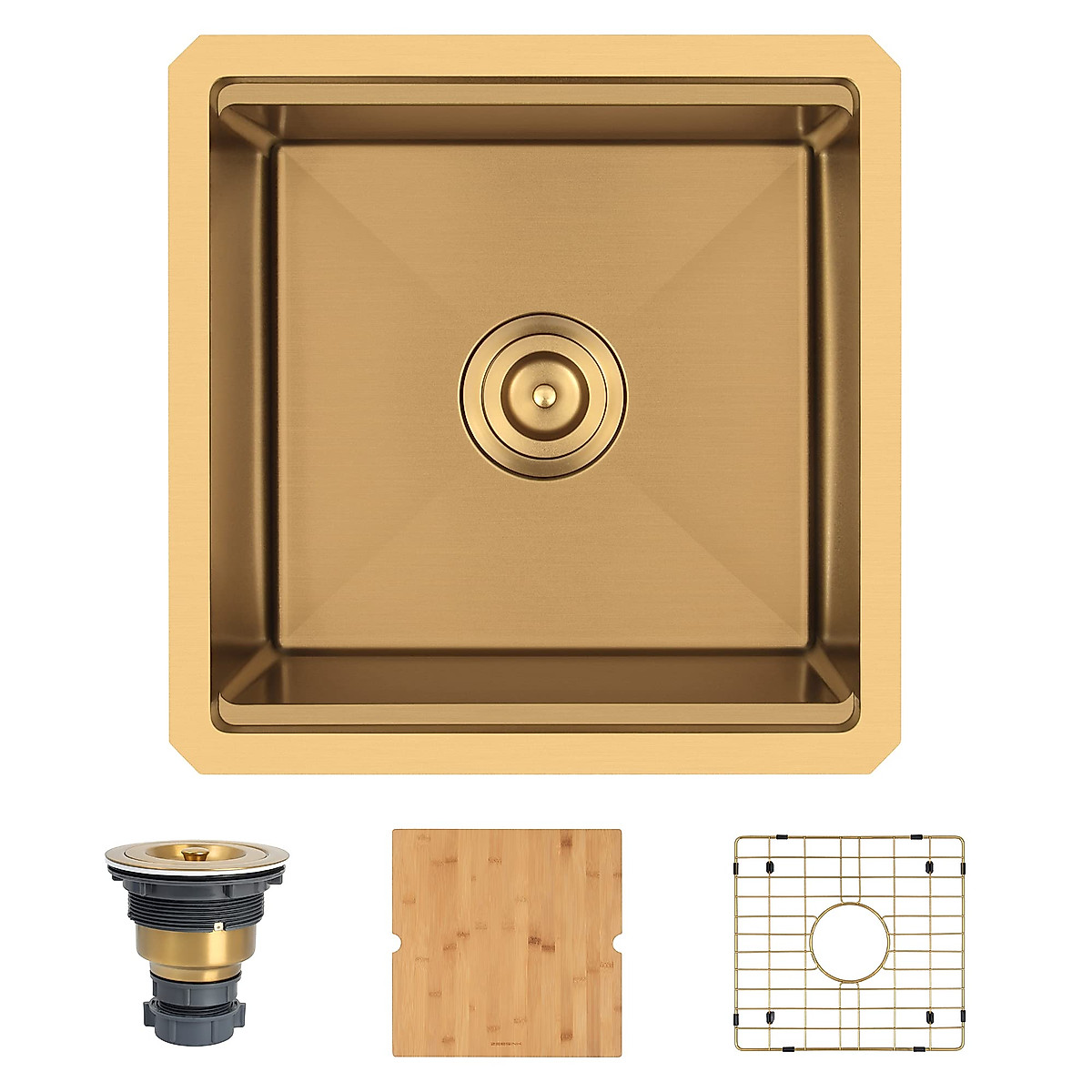 Zeesink Undermount Bar Sink 17 inch,Wet Bar Sink,RV Sink,Gold Bar Sink,Small Bar Sink with Workstation and Accessories