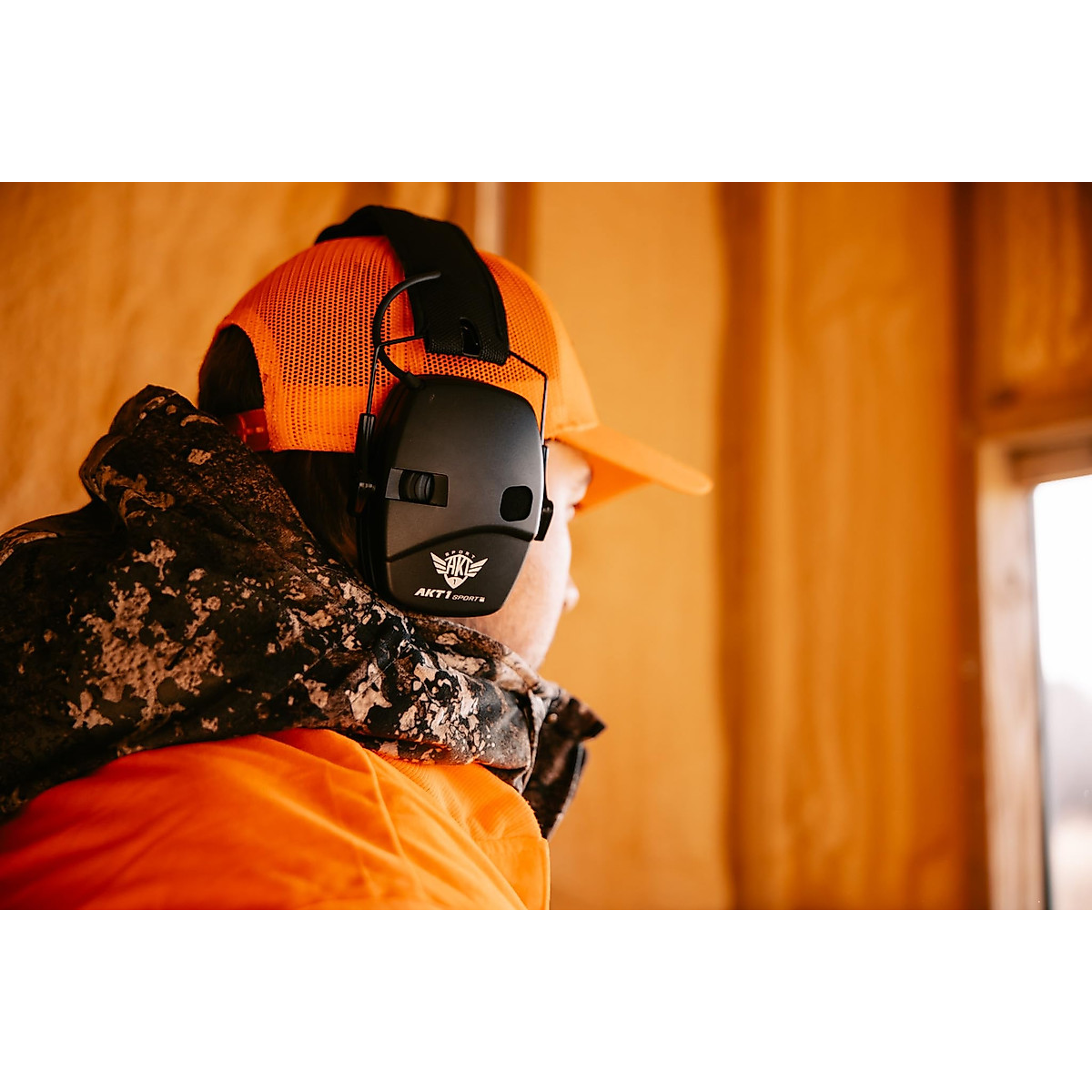 AK AKT1 Sport Cadre Low-Profile Electronic Sound Amplification Slim Safety Earmuff, For Shooting Range, Pistol, Rifle, Mowing, Construction, Work Shops, NRR 22dB