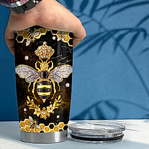 SANDJEST Bee Tumbler 20oz Stainless Steel Insulated Tumblers Coffee Travel Mug Cup Jewelry Drawings Style Bee Gifts for Women Girls Teen Gift for Birthday Christmas