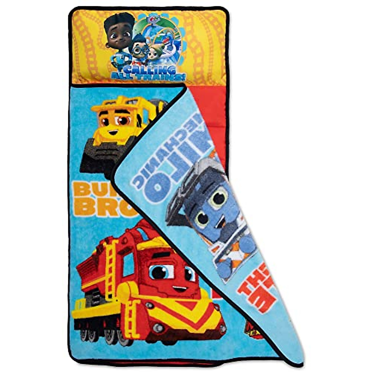 Mighty Express Trains Toddler Nap Mat Set – Includes Pillow and Fleece Blanket – Great for Boys Napping During Daycare or Preschool - Fits Toddlers