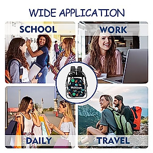 Ecautly Personalized Clear Backpack for Boys, Custom Rocket Pattern Clear Backpack with Name, PVC See Through Transparent for Boys School Waterproof Backpack, Back to School Gifts for Boys Kids