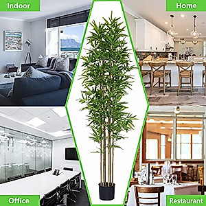 SOFTFLAME 6ft Bamboo Artificial Tree, Faux Bamboo Plant, Artificial Plant with 6 Trunks, Ideal for Home Office Indoor Decoration