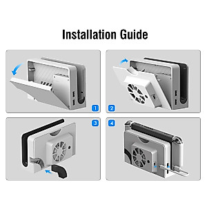 ElecGear Cooling Fan for Nintendo Switch OLED Dock, 3 Speed Replacement Back Cover for Switch New Dock, USB Powered Cooler with LED Lighting