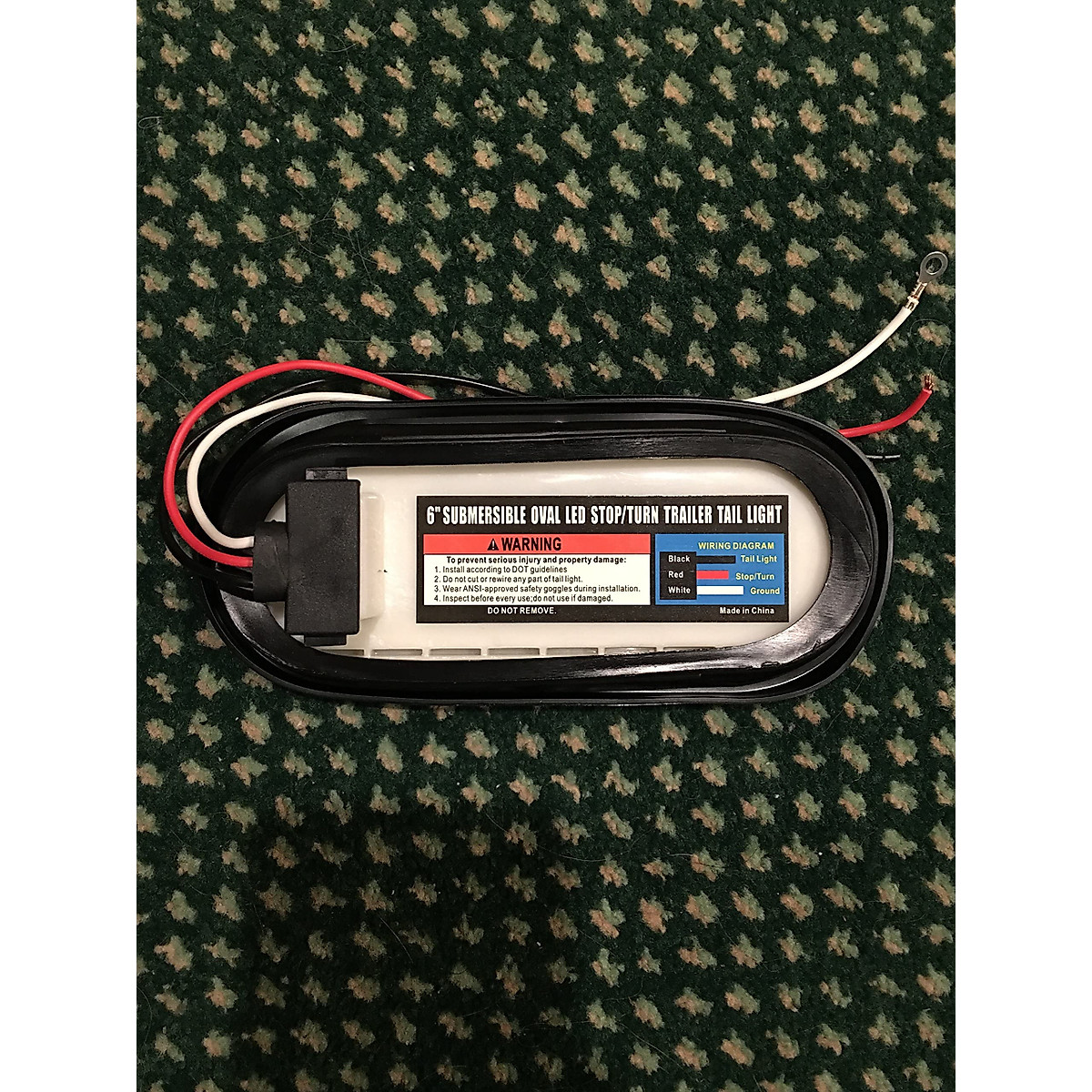 PPI (2) Red Trailer Truck LED Sealed RED 6" Oval Stop/Turn/Tail Light Marine Waterproof Including 3-pin water tight plug DOT SAE with wires and Grommet