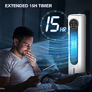 Evaporative Air Cooler Air Conditioner Portable with Remote Control, 50 Degree Oscillation, 3 Speeds & Adjustable Modes, 15 Hour Timer with Ice Packs for Home Office School Outdoor