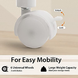 Tangkula White Folding Desk with 3 Drawers, Mobile Home Office Desk Study Writing Desk with Smooth Wheels, Space Saving Compact Desk for Dorm Apartment, Rolling Couch Desk Table