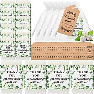 MTLEE 50 Set Greenery Baby Shower Favors 50 Soaps 50 Thank You Tags 50 Organza Bags Spring Sage Green Themed Gifts for Guest Baby Shower Souvenirs Party Supplies