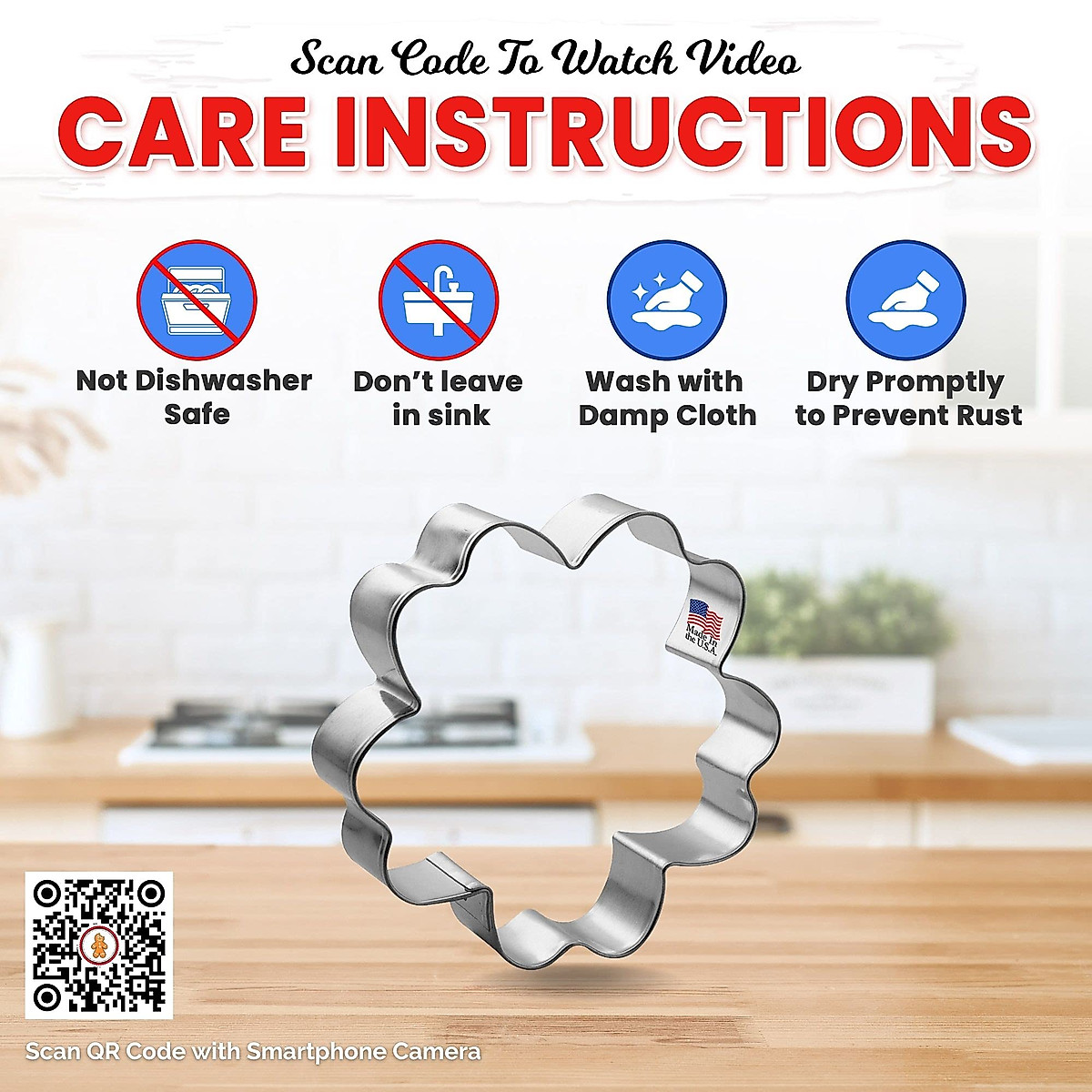 Foose Brand Hibiscus Cookie Cutter 3.75 in, Tin Plate Steel, USA Made