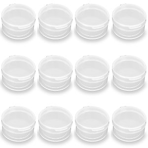 Farmer Mani 24 PACK Small Transparent Plastic Bead Organizers Clear Storage Box Round Organizer for Storage Small Items, Hardware-0.24 oz