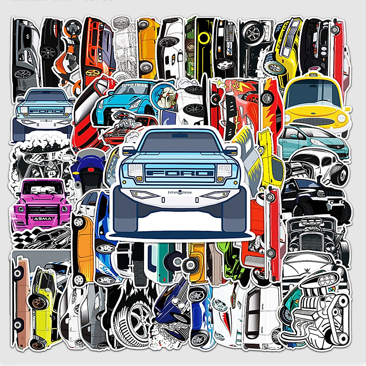 61pcs Modified Cars Speed and Passion Cartoon Doodle Stickers Car Stickers for Kids,Racing Car Stickers, Sports Car Stickers for Luggage Laptop Car Waterproof Decorative Toy Graffiti Stickers