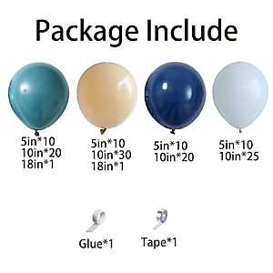 Nautical Anchor Party Balloon Arch Garland Kit,139PCS Navy Blue Dusty Blue Balloons for Baby Shower Ahoy It's A Boy Sailor Navigation Under The Sea Ocean Birthday Party Decoration Supplies