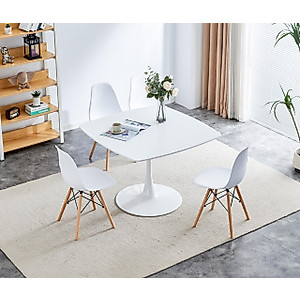 Mid-Century Modern Dining Table Minimalist Wooden Dining Table for 4-6 People 42" Round MDF Tabletop Metal Pedestal Dining Table,End Table Leisure Coffee Table,42 in x 42 in x 28.7 in (White)