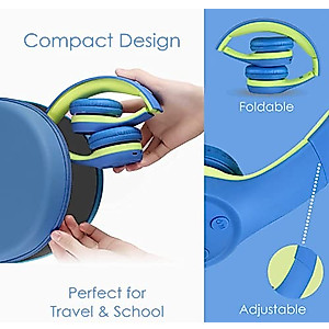 Nenos Bluetooth Kids Headphones Wireless Kids Headphones 93dB Limited Volume Wireless Headphones for Kids Boys Girls School Headphones Classroom (Blue L)