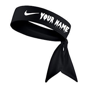 B3 U ATHLETICS Custom Personalized Drippy Name Athletic Moisture Wicking Sports Head Tie Headband - White Black Red Blue Yellow Orange Green Purple Pink Grey Light Dark Drip (Black Headband)