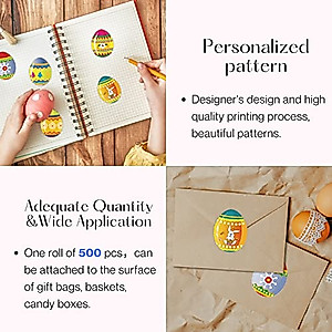 500PCS Easter Eggs for Kids Stickers Roll, 9 Patterns of Self-Adhesive Egg Bunny Stickers for Gift Bags Envelopes Easter Baskets and Holiday Parties