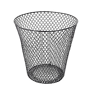 Wire Mesh Round Waste Basket, 9 inch Wide Trash Can Wire Basket, Lightweight Mesh Trash Can Open Top Wastebasket Recycling Bins Desk Office School Garbage Cans Home Office Essential (1PC-Black)