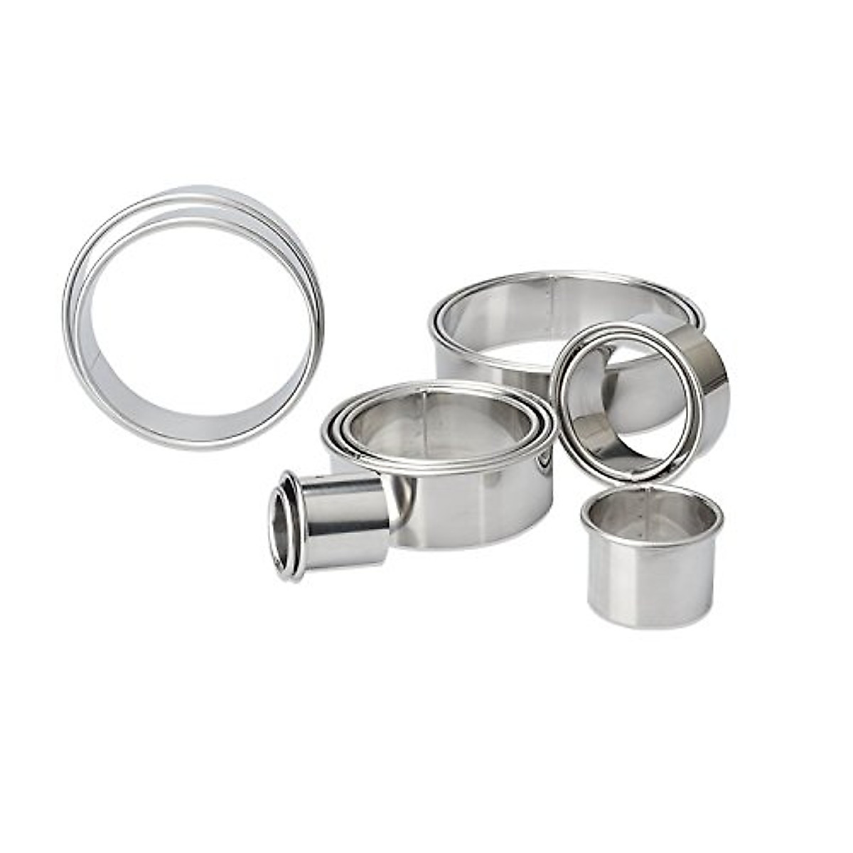 Homy Feel Round Cookie Biscuit Cutter Set 12 Circle Pastry Donut Doughnut Cutter Set Round Cookie Cutters Circle Baking Metal Ring Molds