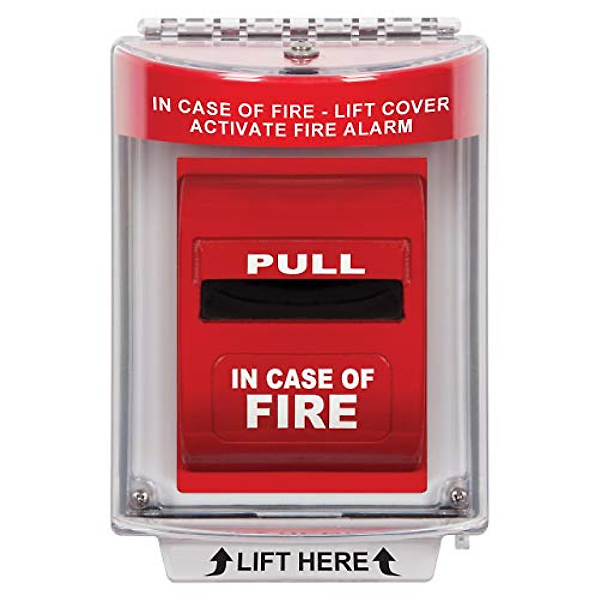 Safety Technology International, Inc. STI-13010FR Universal Stopper®, Flush Mount and Fire label, Indoor/Outdoor Protective Polycarbonate Cover for Pull Stations or Call Points, Red