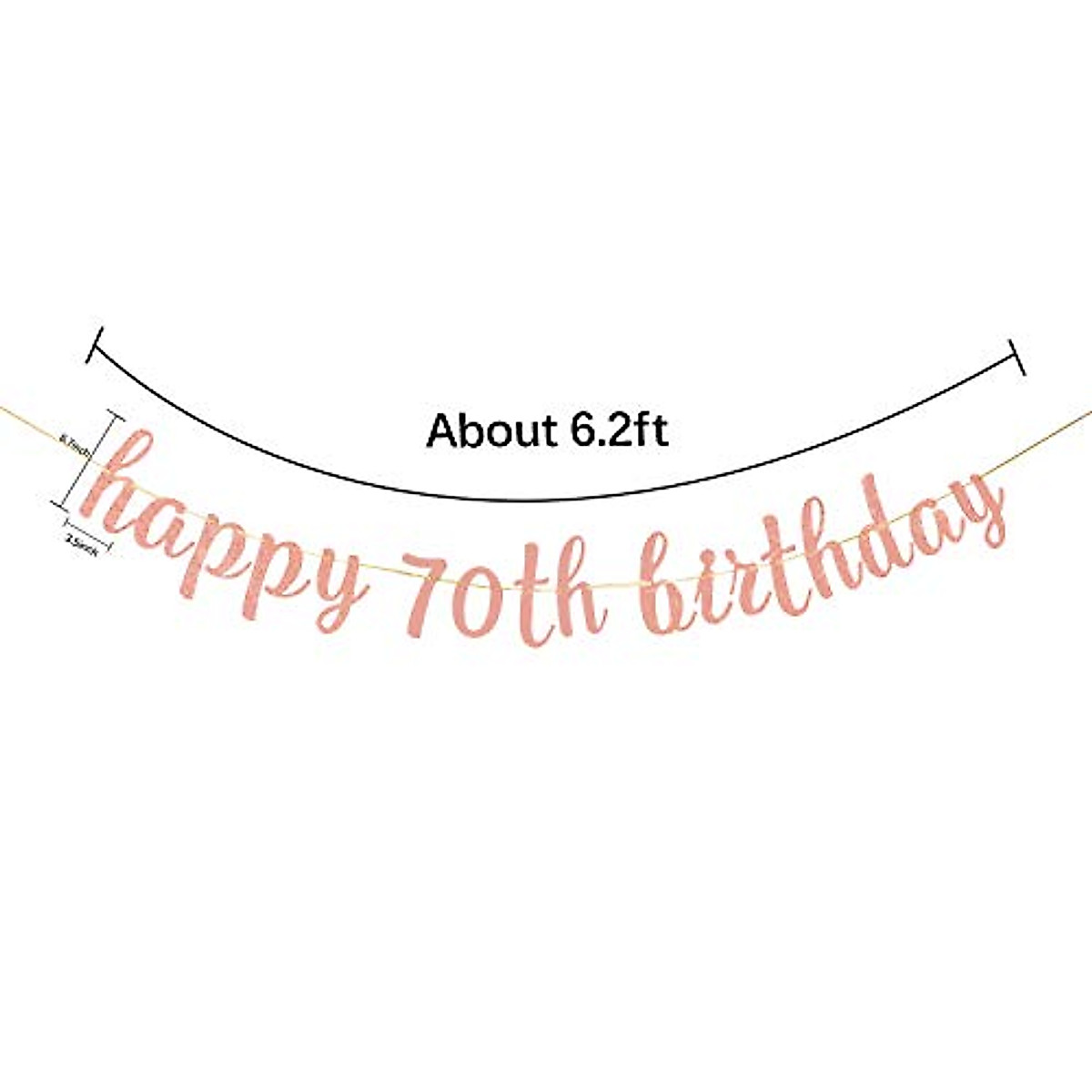 INNORU Glitter Happy 70th Birthday Banner - 70 AF Sign Banner - Cheers to 70 Years Birthday Party Bunting Decorations Rose Gold