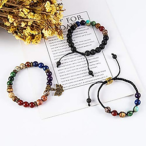 Bivei Chakra Beaded Bracelets for Women - 8mm Bead 7 Chakra Crystal Healing Bracelet with Real Stones Anxiety Meditation Yoga Gemstone Jewelry