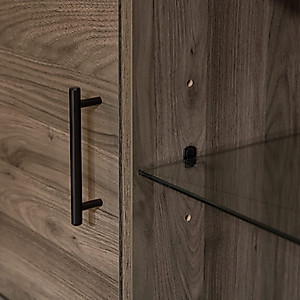 Walker Edison Saxon Mid Century Modern Glass Shelf TV Stand for TVs up to 65 Inches, 60 Inch, Slate Grey