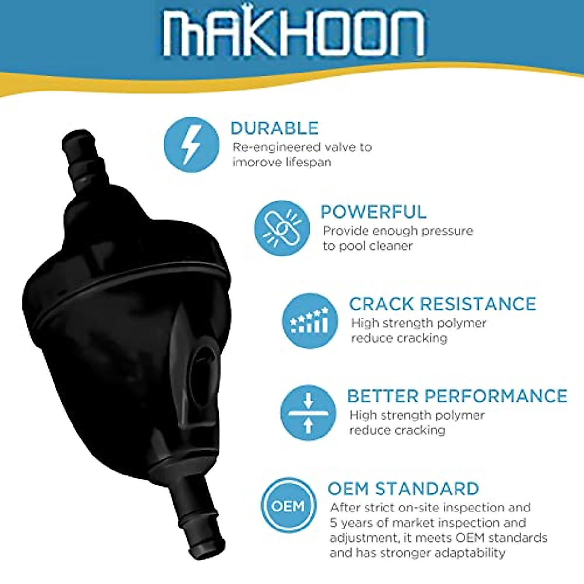 MAKHOON Pool Cleaner Complete Backup Valve Kit G62 Replacement for Zodiac Polaris 280 380 3900 Sport, 280 Black Max F5B, TR35P Pool Cleaners (Black)