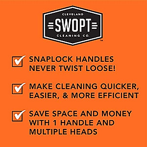 SWOPT Standard 48” Steel Handle – Ergonomic Design Eliminates Loose Handles — Interchangeable with All SWOPT Cleaning Products for More Efficient Cleaning and Storage